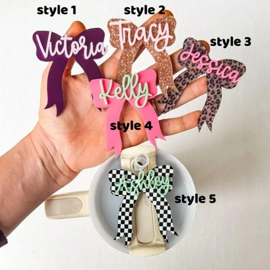 Bow Lid Tag | Bow Tag | Bow Name Plate Tag | Acrylic Personalized Name ...