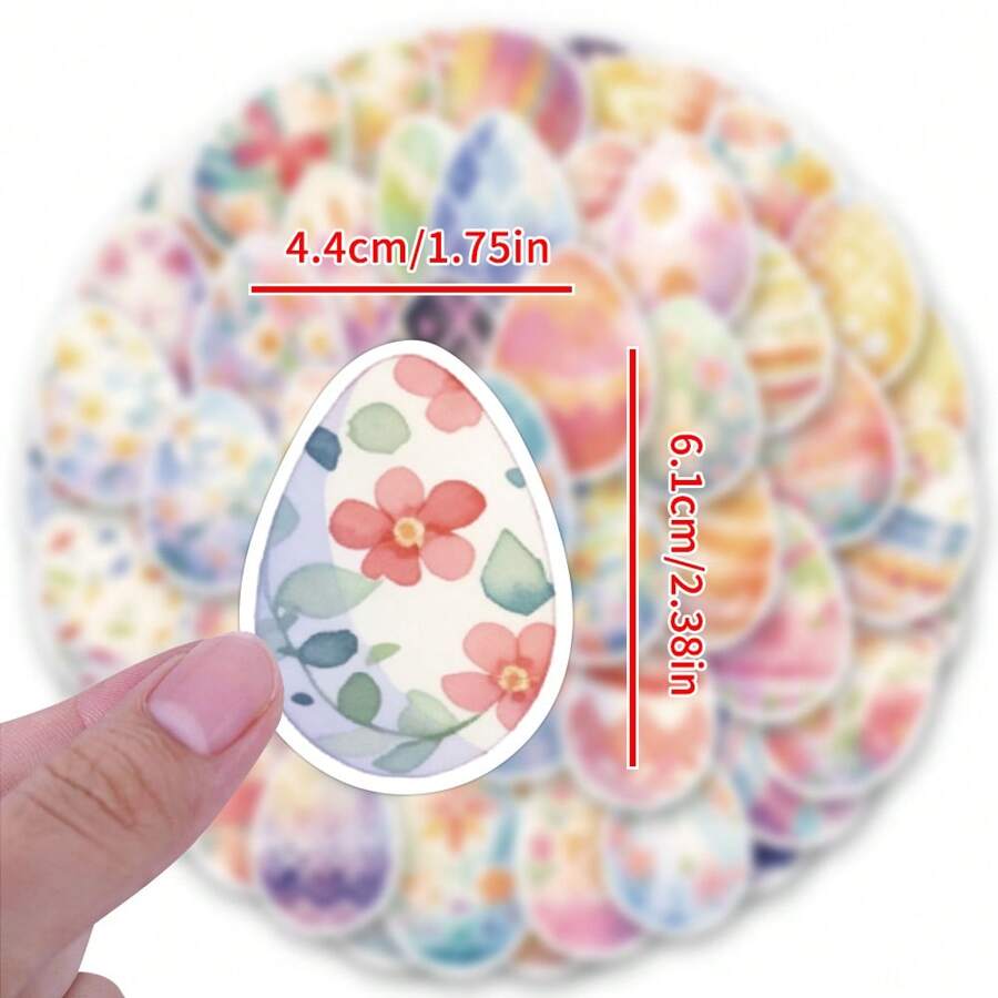 50PCS Easter Eggs Stickers Aesthetic Vinyl Stickers Decals Scrapbook, Journaling, Laptop, Bumper ...