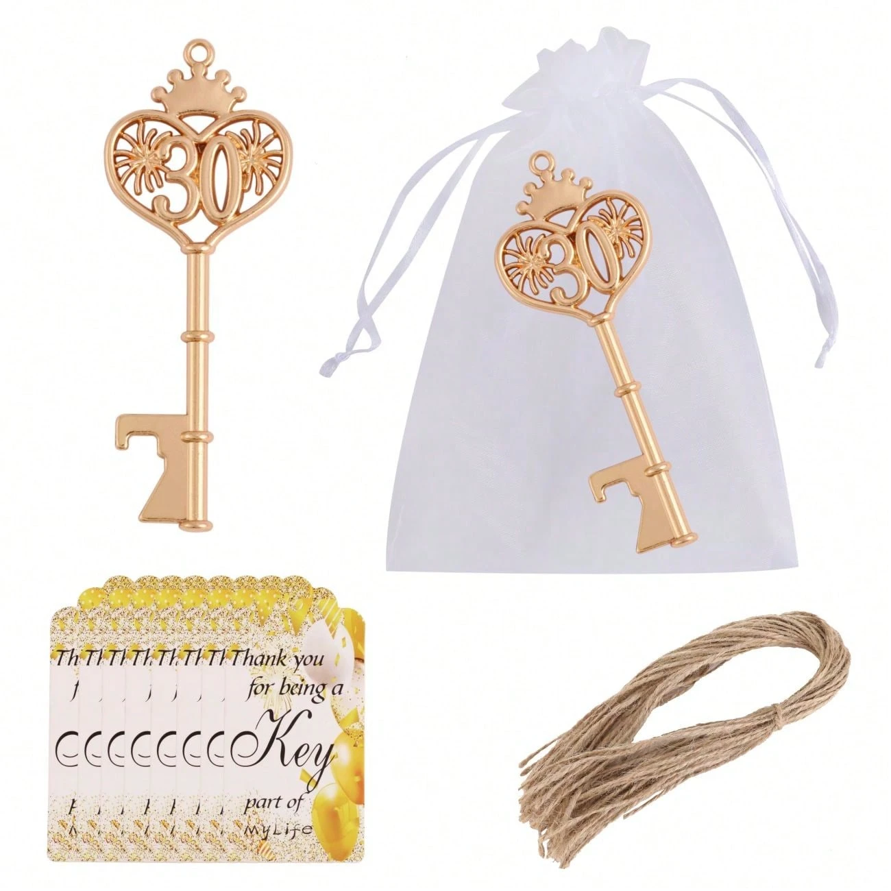 24 Pieces 30th 40th 50th 60th 70th 80th 90th Key Bottle Opener For 50th ...