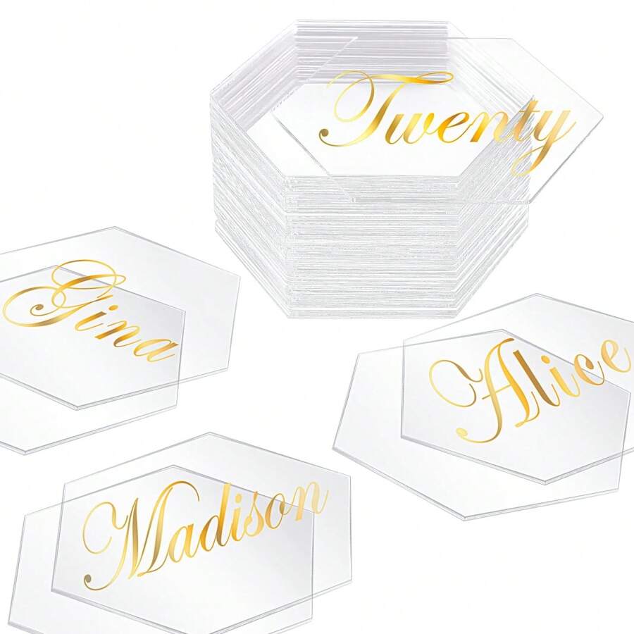10pcs/20pcs Acrylic Transparent Hexagon Label Cards, Wedding Table ...