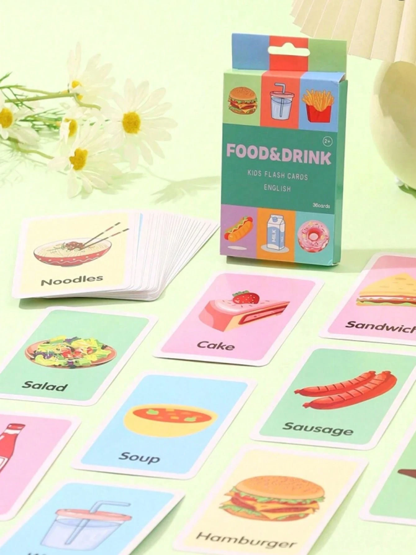 36pcs Preschool Flashcards, Alphabet, Animals, Fruits, Colors And Body ...