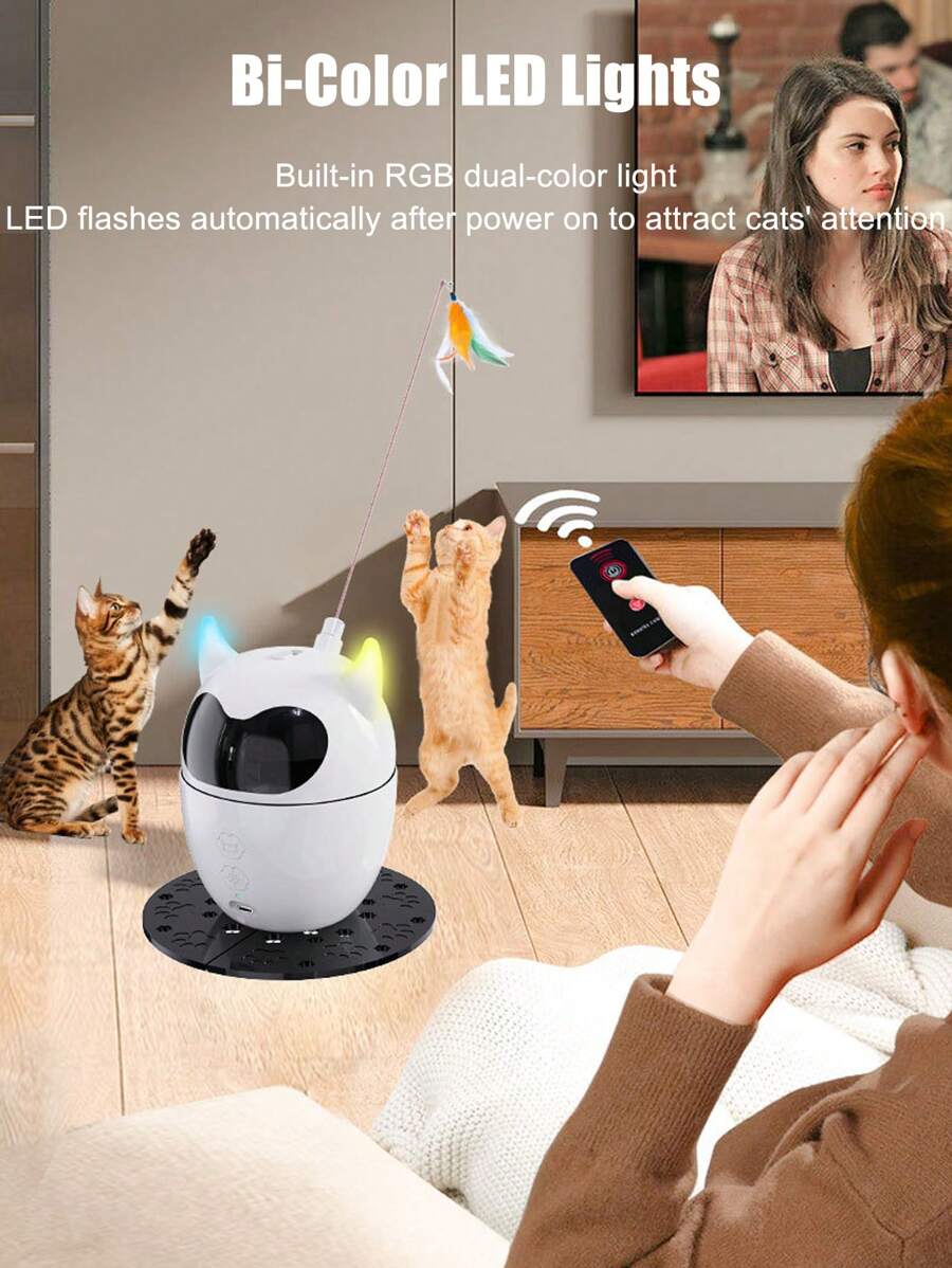 New Electric Cat Toy, Self-Entertaining Cat Feather Teaser Wand, Multi ...