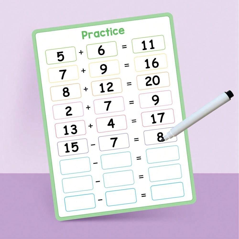 Lachilly Dry Erase Educational Math Posters For Kids Learning Addition ...