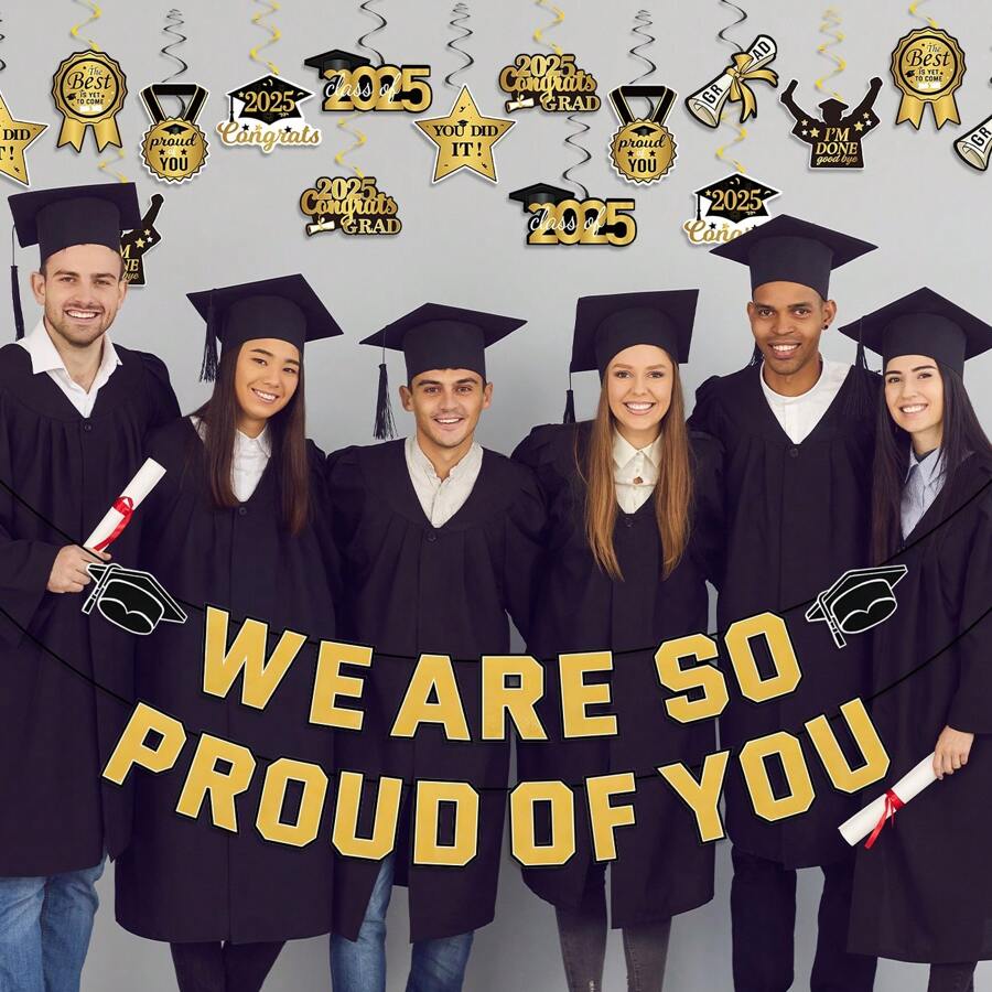2025 Graduation Party Decorations Gold Glitter We Are So Proud Of You ...
