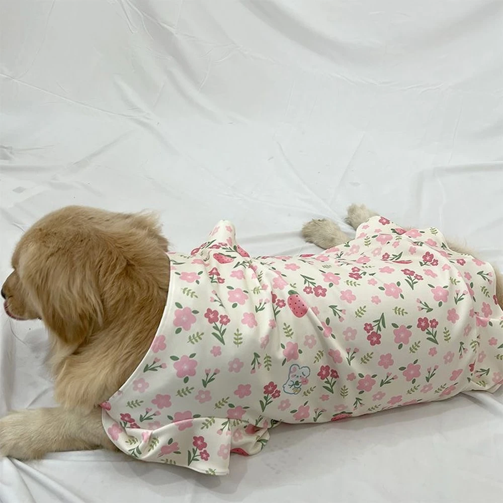1pc Pink Floral Dress For Large Dog Breeds, Cute Puppy Dress For Big ...