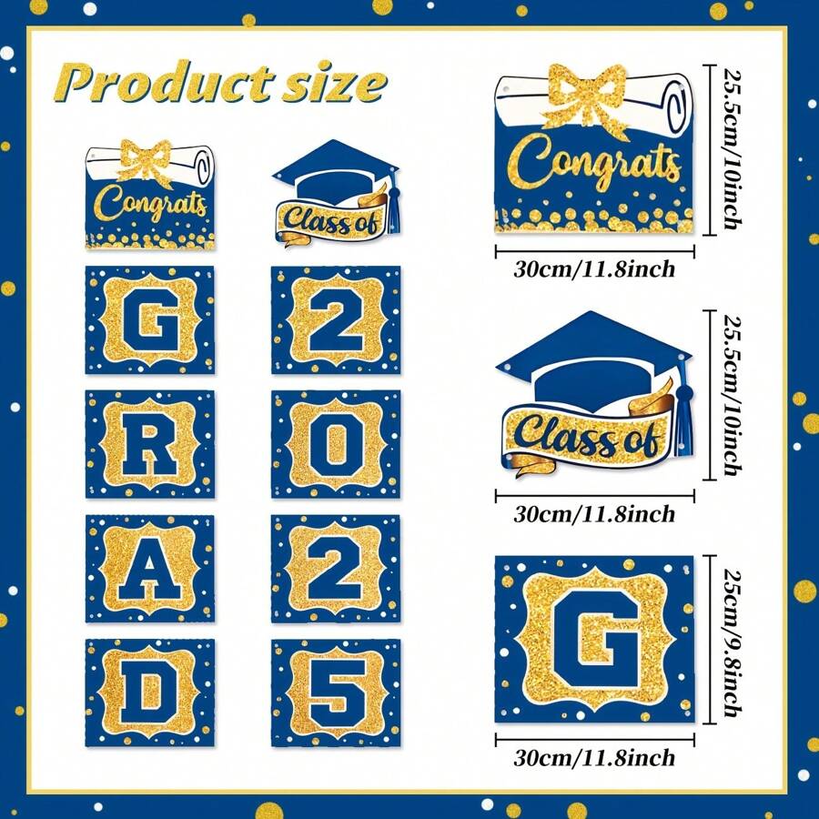 Graduation Decorations Class Of 2025 Blue And Gold Graduation Banner ...