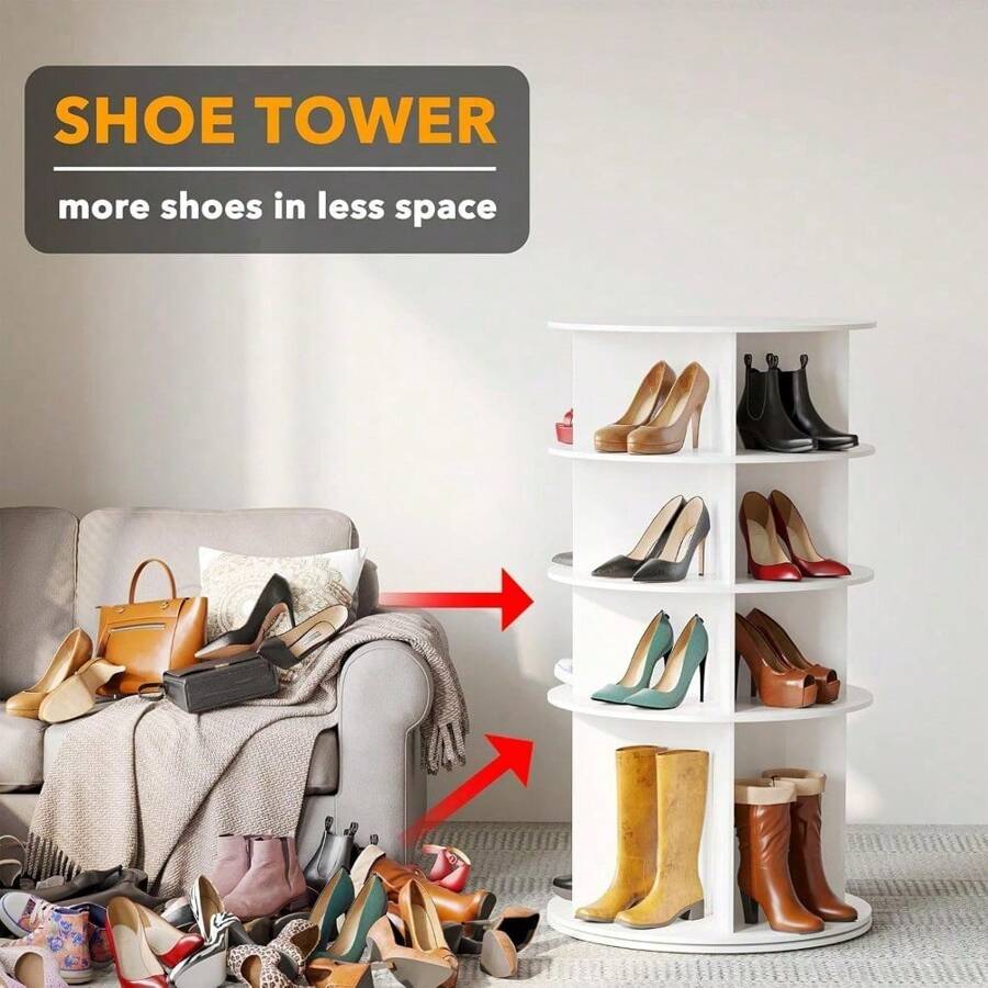 Rotating Shoe Rack 6 Tier Organizer, High Bottom Design Shoe Tower ...