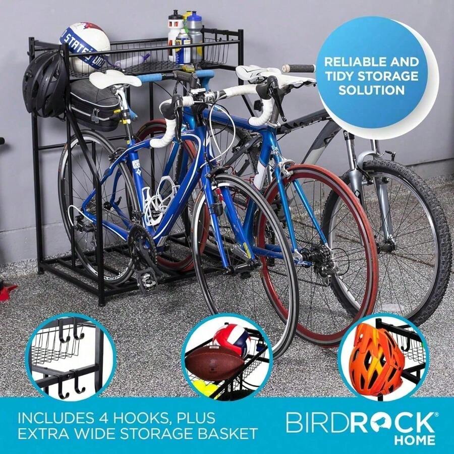 Bike Rack Garage Storage Floor Stand - Freestanding Organizer For ...