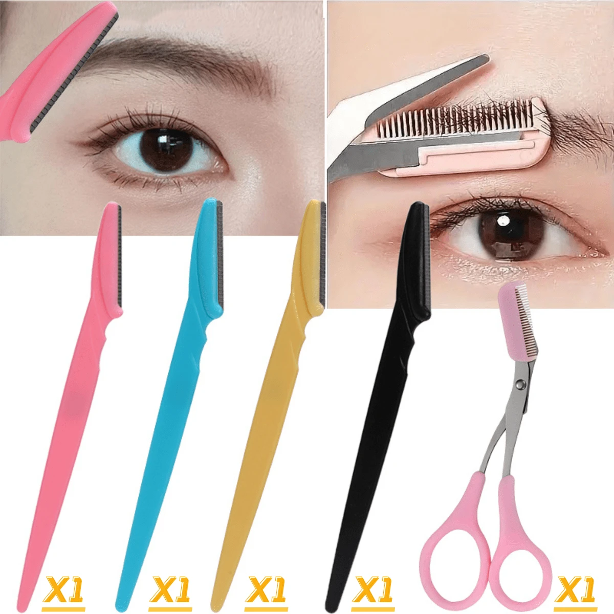 5pcs Eyebrow Grooming Kit, Includes Stainless Steel Eyebrow Razor ...