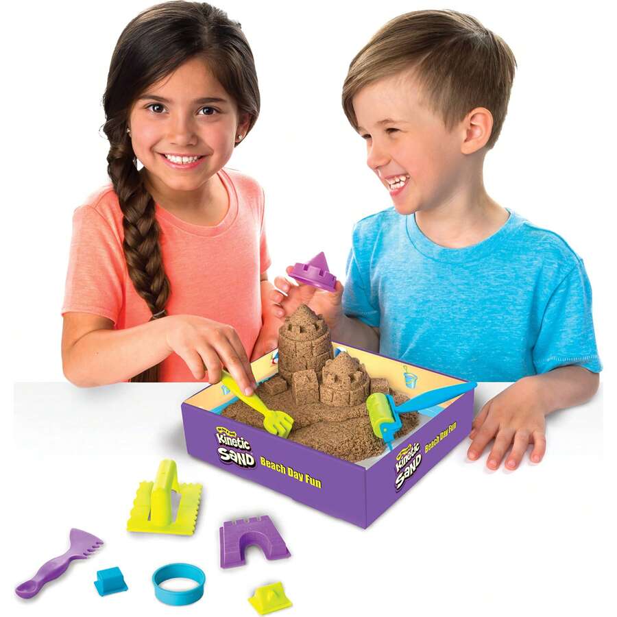 Spin Master Kinetic Sand, Beach Day Fun Playset With Castle Molds ...