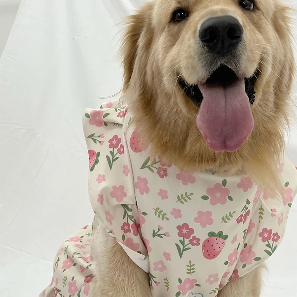 1pc Pink Floral Dress For Large Dog Breeds, Cute Puppy Dress For Big ...