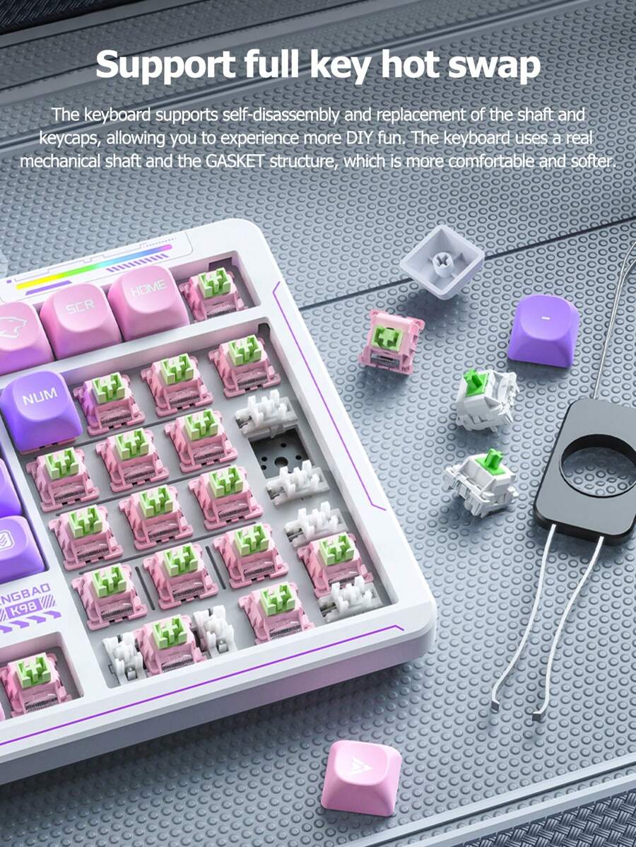 LINBAO Teclado Lingbao K98 con conexión inalámbrica/con cable ...