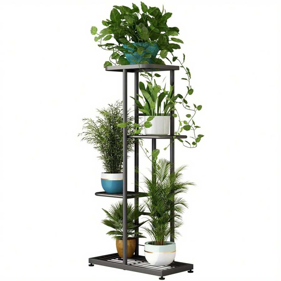 Plant Stand Indoor Outdoor Metal 4 Tier 5 Potted Multiple Flower Pot ...