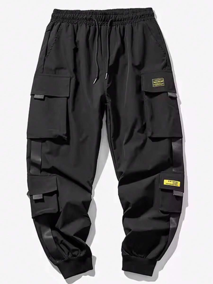 Men's Black Personalized Multifunctional Pocket Anklebanded Tight ...