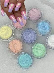 9-Colors Mermaid Chrome Nail Powder ,9pcs Aurora Mermaid Chrome Nail ...
