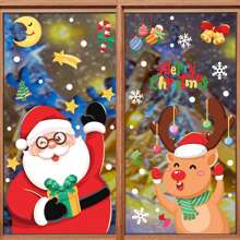 Christmas Window Clings Cute Santa Snowman Penguin Window Stickers ...