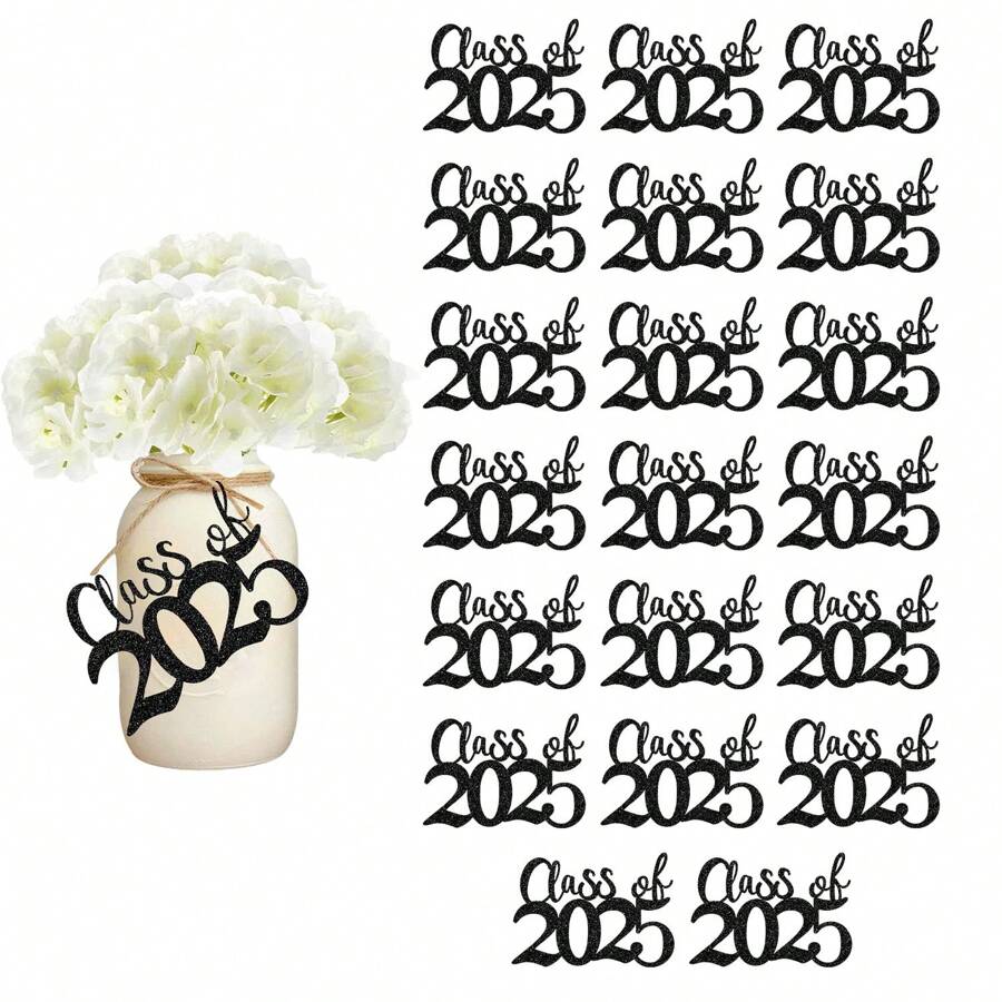 20pcs Class Of 2025 Graduation Confetti Glitter Double Side Grad Party ...