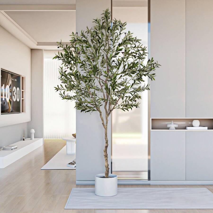 8FT Faux Olive Tree 96inch Large Realistic Olive Trees Artificial Olive ...