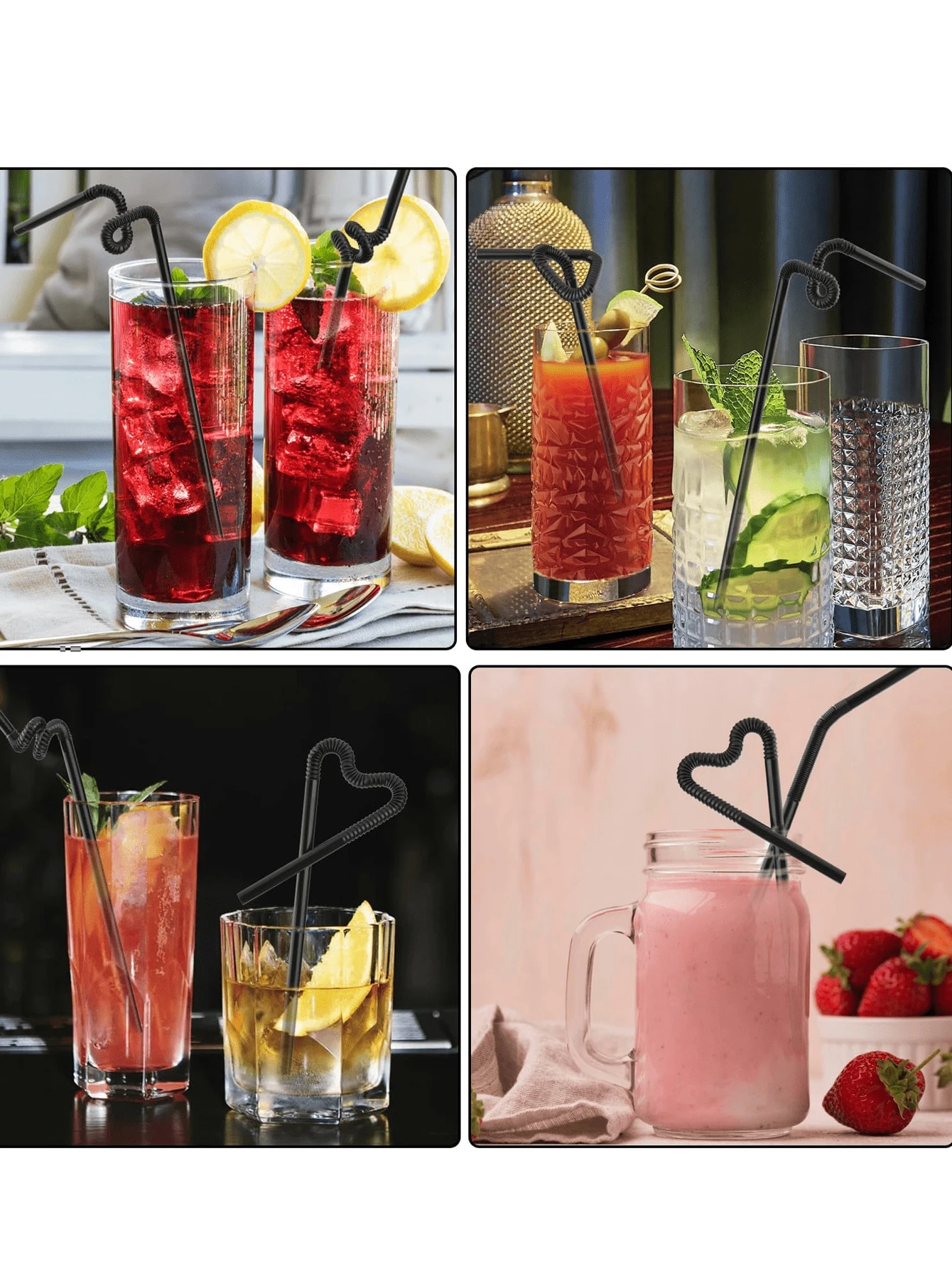 1-200Pcs Clear Flexible Plastic Straws, Bendy Straws, Extendable ...