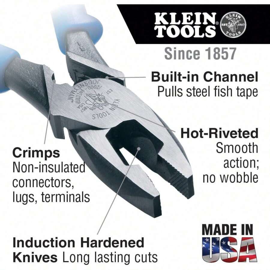 Klein Tools J2000-9NECRTP Side Cutter Linemans Pliers With Tape Pulling ...