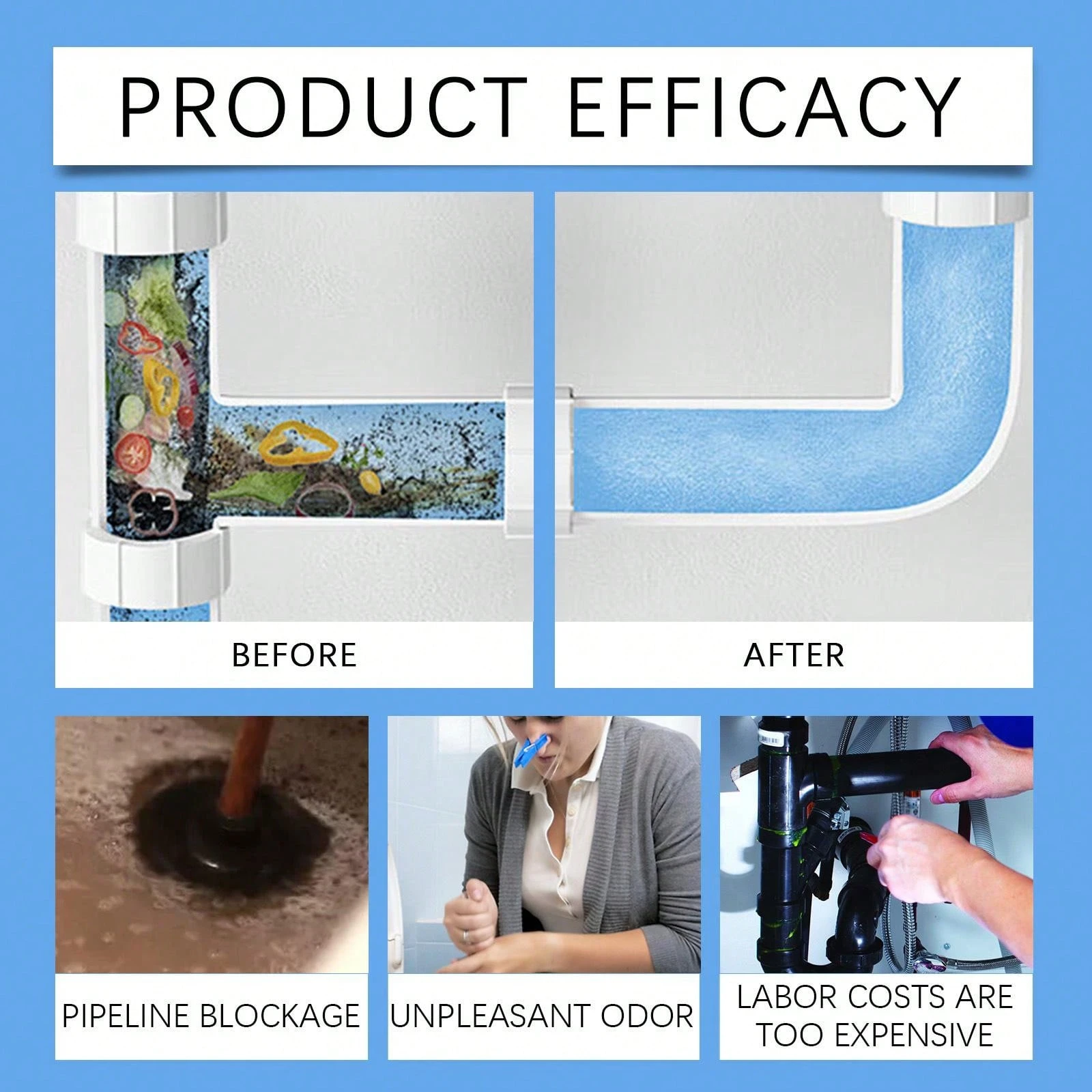 Drain Cleaner Powder, Pipe Maintenance Cleaning Solution, Quick ...