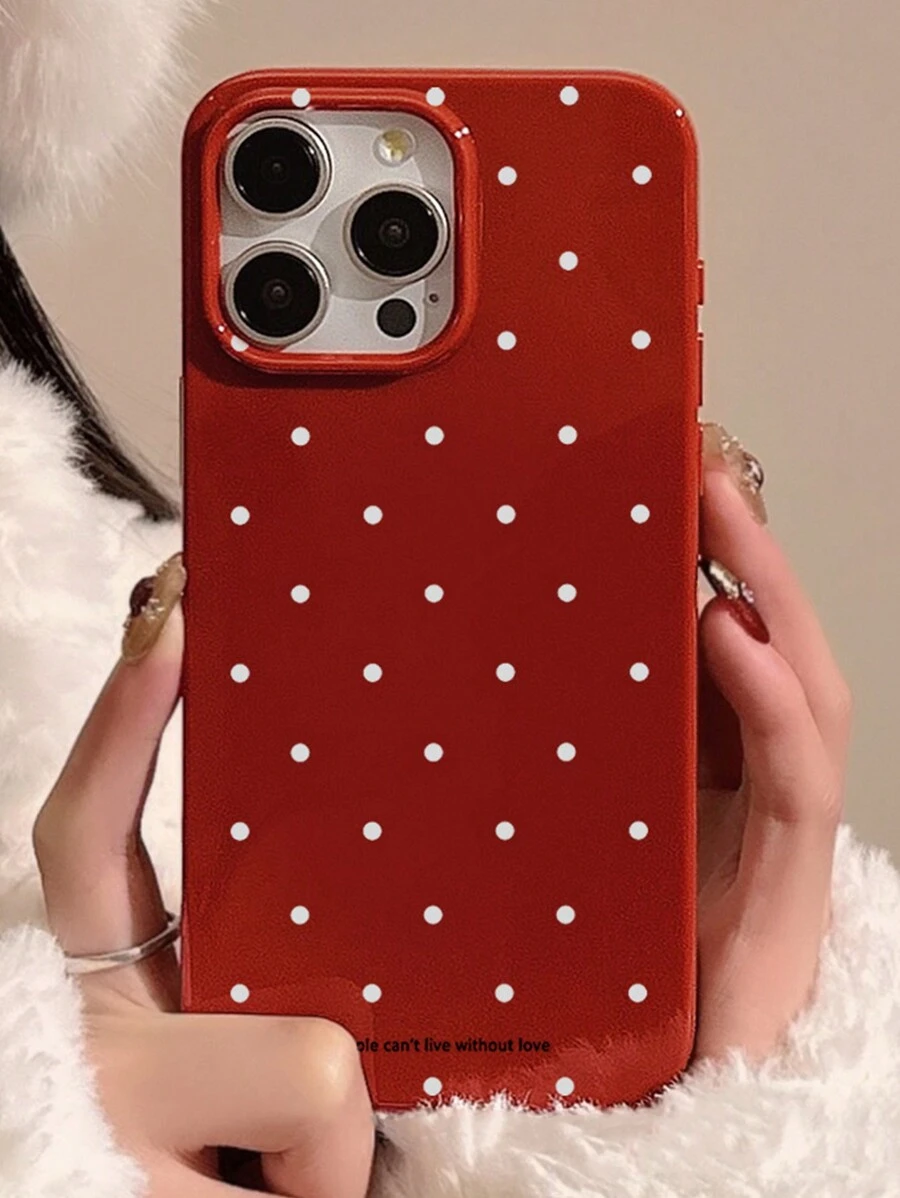 1pc Black Vintage White Polka Dot Soft Phone Case Compatible With Apple ...