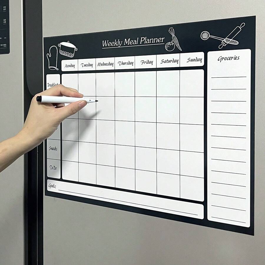 1pc Magnetic Erasable Menu Planner Board Fridge Magnet Memo Whiteboard ...