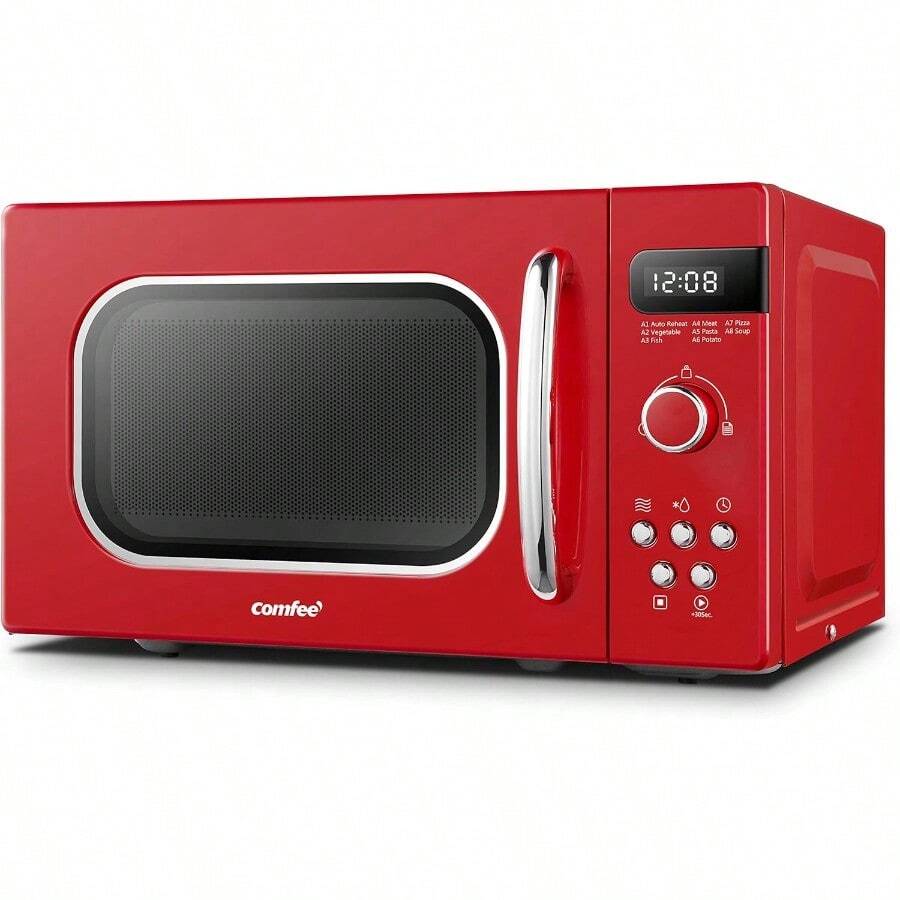 COMFEE' Retro Style 800w 20L Microwave Oven With 8 Auto Menus 5 Cooking ...
