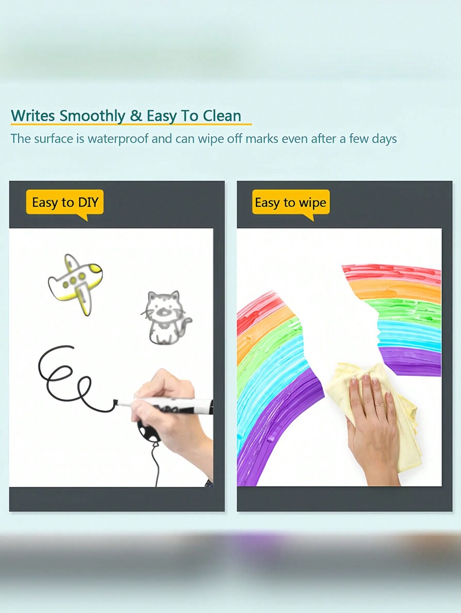 1 Roll Of Static Cling White Wall Stickers, Wipeable And Removable ...