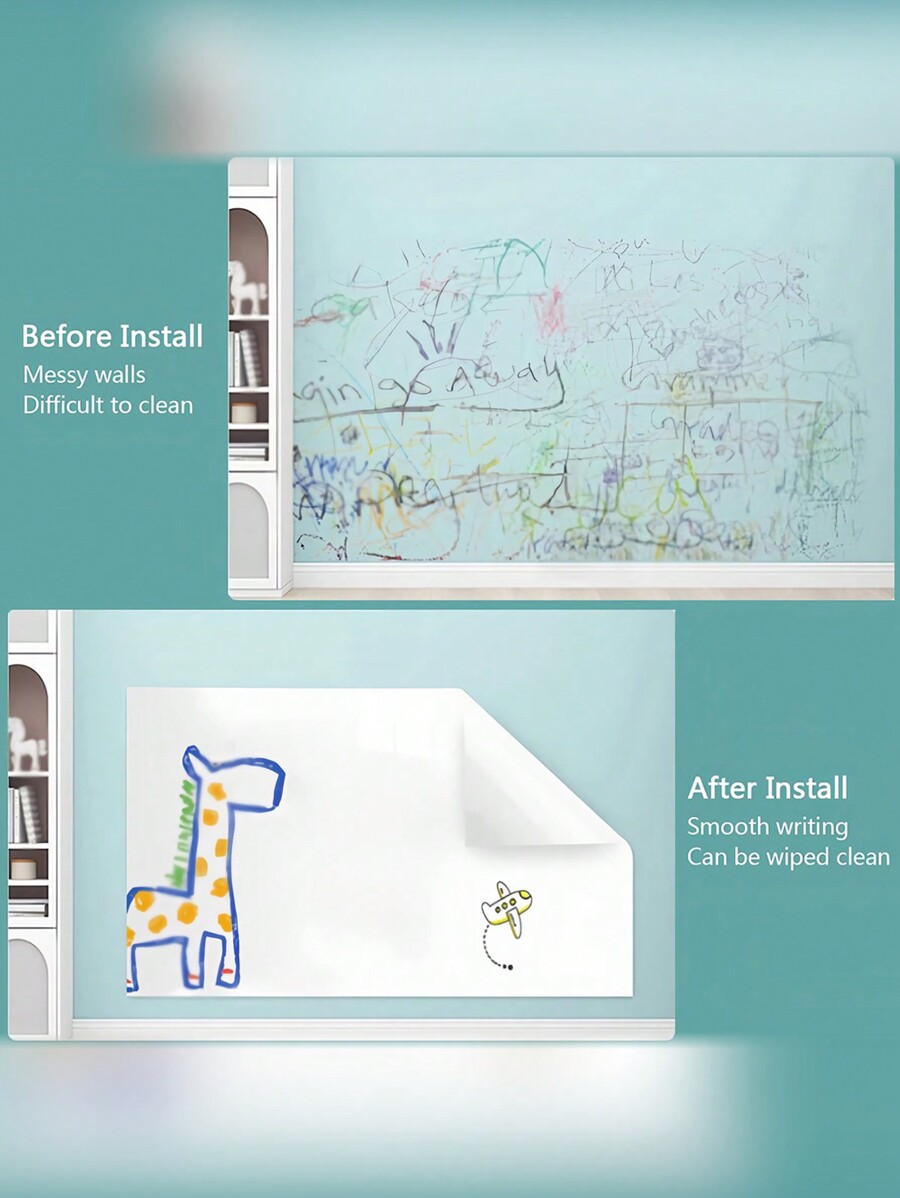 1 Roll Of Static Cling White Wall Stickers, Wipeable And Removable ...