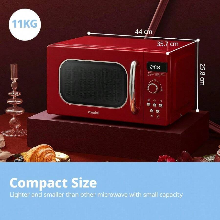 COMFEE' Retro Style 800w 20L Microwave Oven With 8 Auto Menus 5 Cooking ...