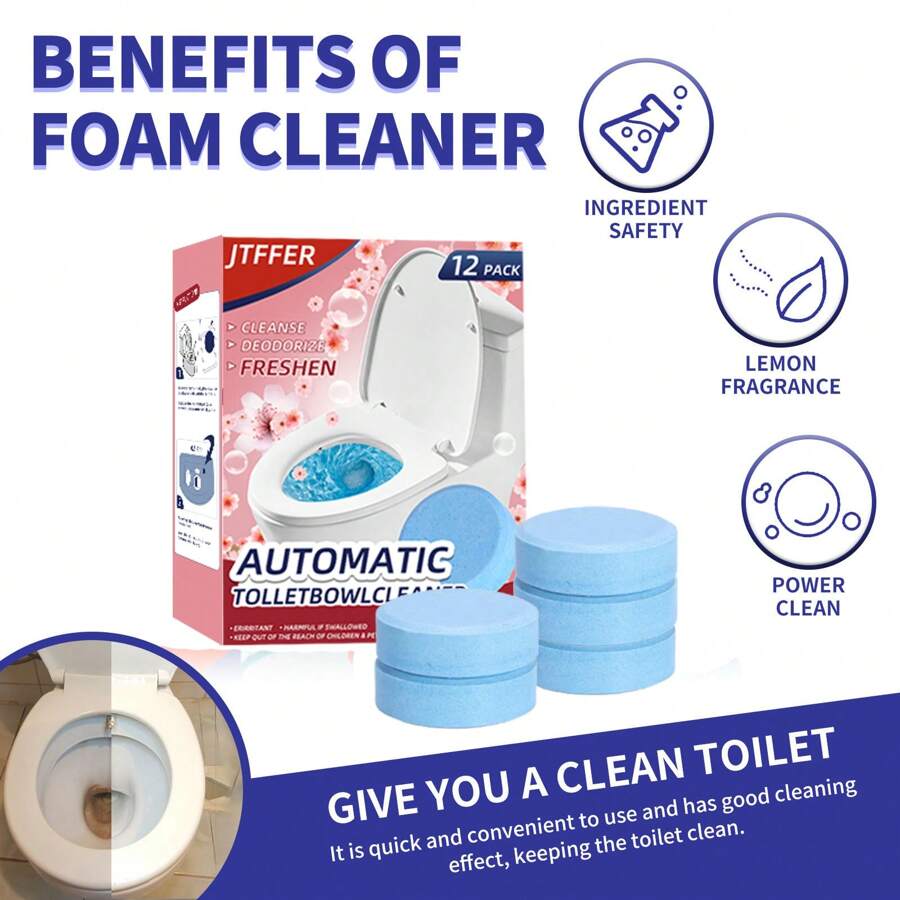 12pcs Toilet Cleaning Effervescent Tablets, Stain & Odor Removing ...