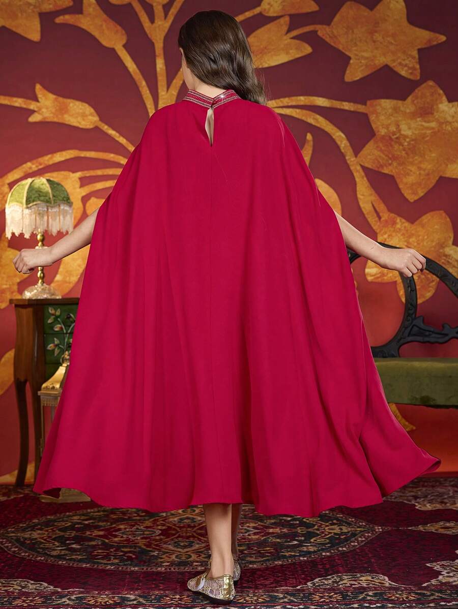 Tween Girl Arab Style Red Maxi Dress, Dubai Tourist Long Robe, New ...