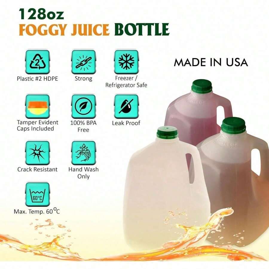 [10 PACK] Empty Plastic Gallon Juice Bottles With Tamper Evident 128 OZ ...