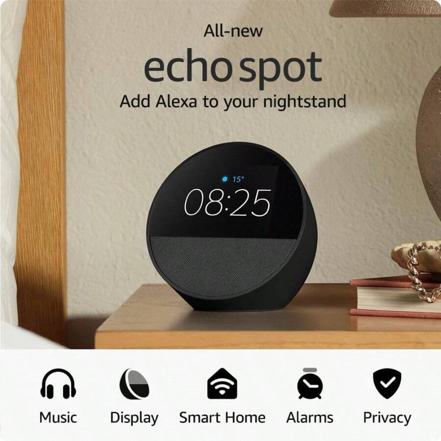 All-New Echo Spot 2024 Release Smart Alarm Clock With Vibrant Sound ...