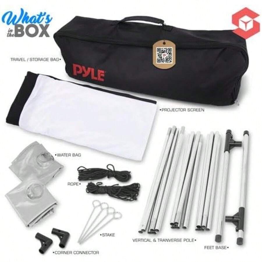 Pyle PRJOS100 Projector Screen With Stand - 100" 16:9 HD 4K Portable ...