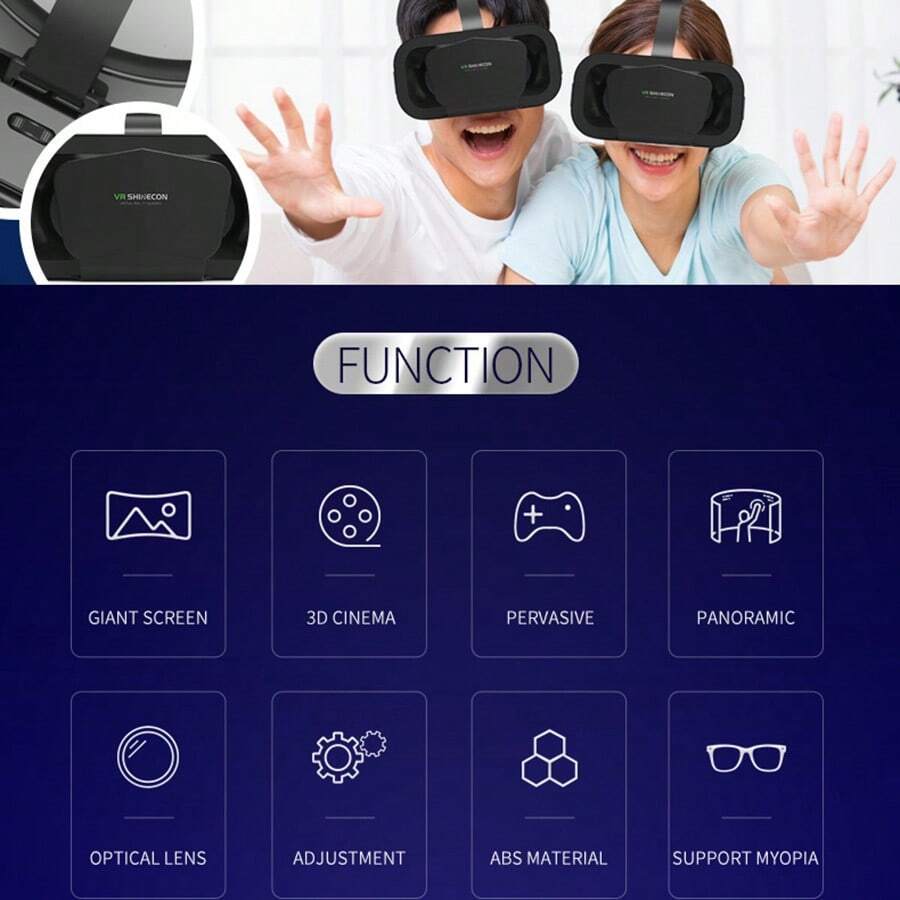 3D VR Headset, Smart Virtual Reality Glasses Compatible With IPhone/Android Smartphones, VR ...