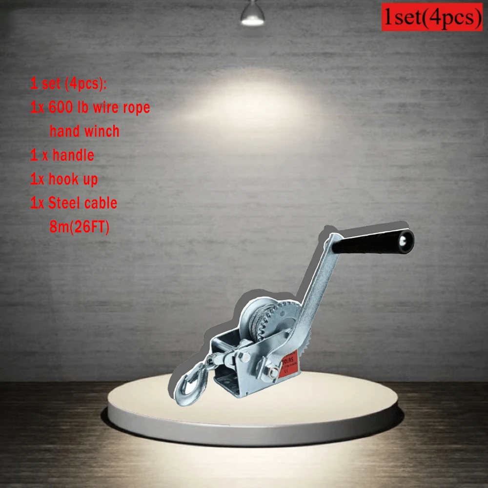 1 / 2 Set Hand Winch, 600lbs Heavy Duty Hand Winch Boat Trailer Winch ...