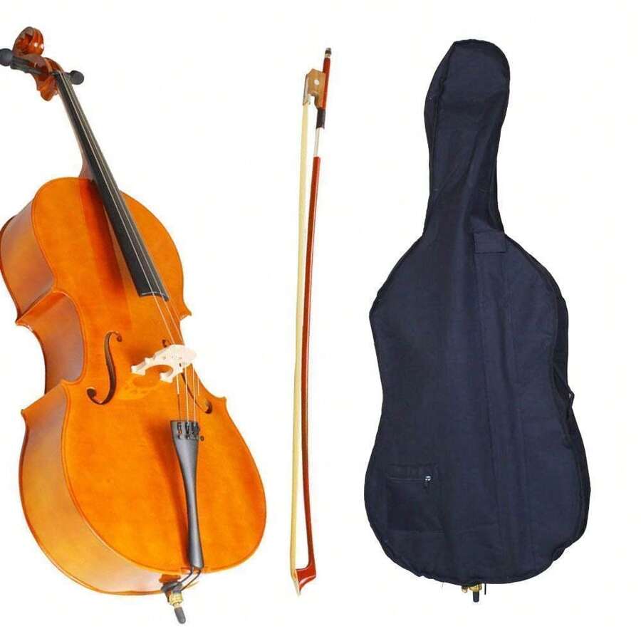 Full-Size Cello, Beginner Cello 4/4, Acoustic Cello Set With Portable ...