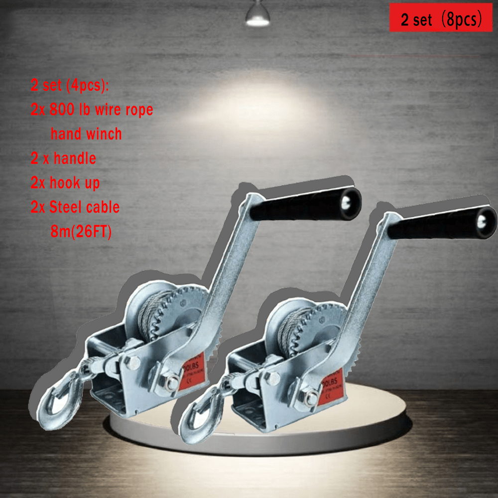 1 / 2 Set Hand Winch, 800lbs Heavy Duty Hand Winch Boat Trailer Winch ...