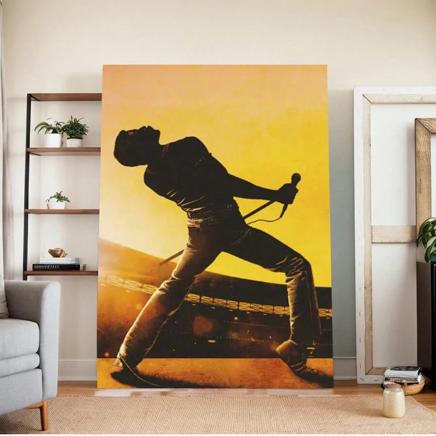 Iconic Singer In Dynamic Pose With Microphone On Stage Art On Canvas ...