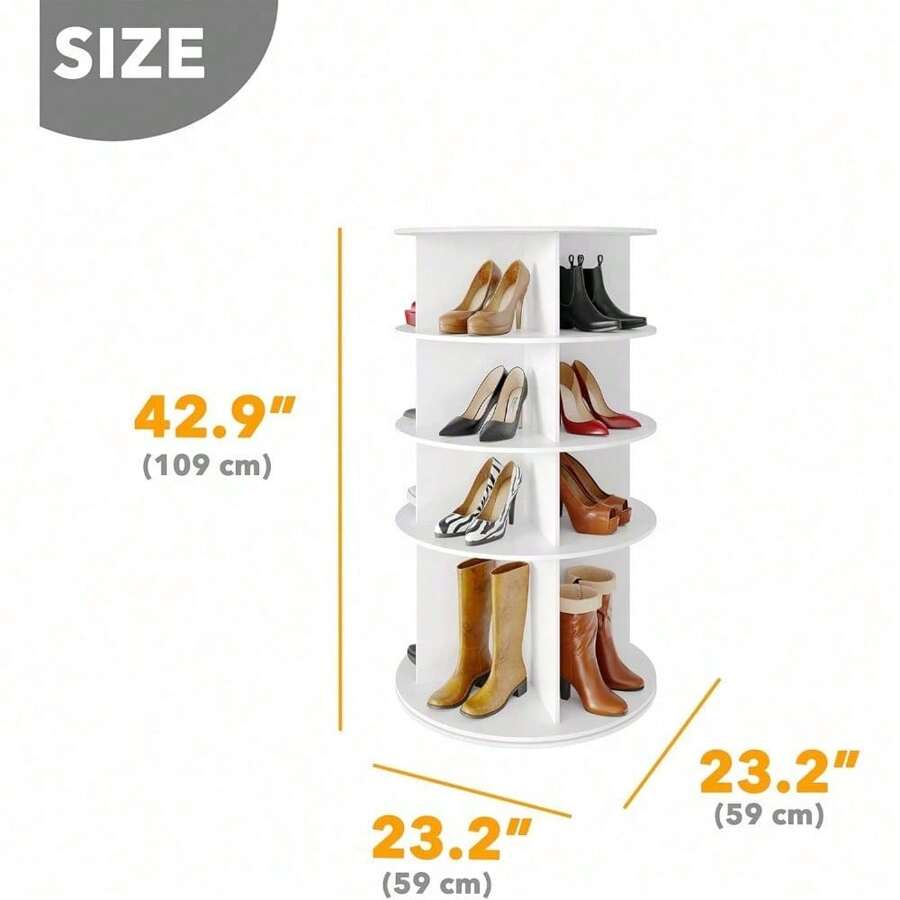 Rotating Shoe Rack 6 Tier Organizer, High Bottom Design Shoe Tower ...