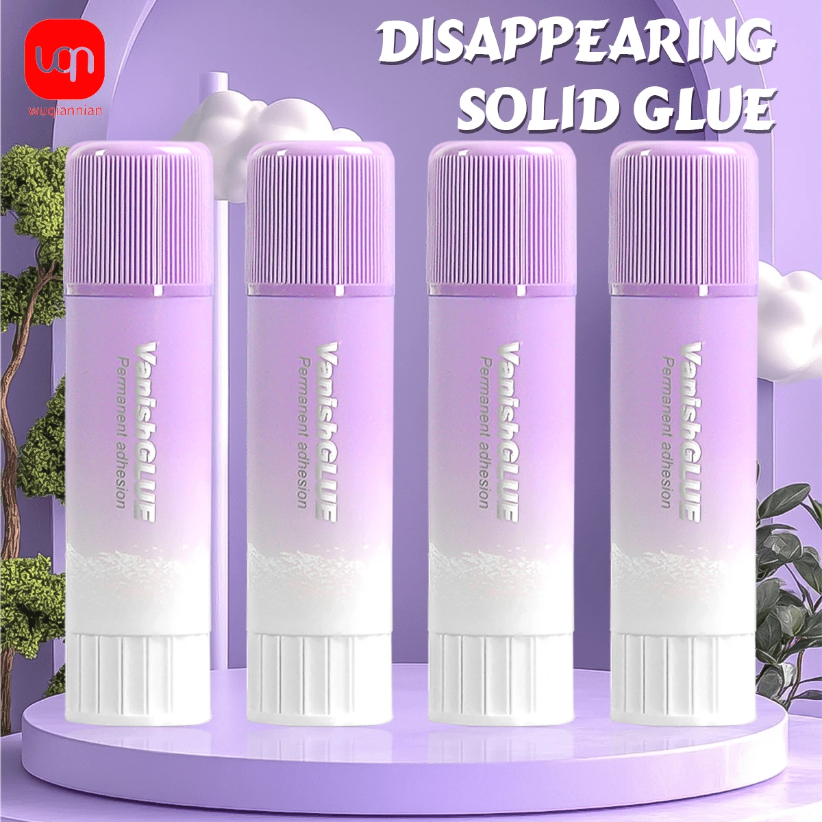 WUQIANNIAN WQN 2/4/8pcs High Value Lilac Solid Glue Stick, Large Capacity Colloid, Smooth Glue ...