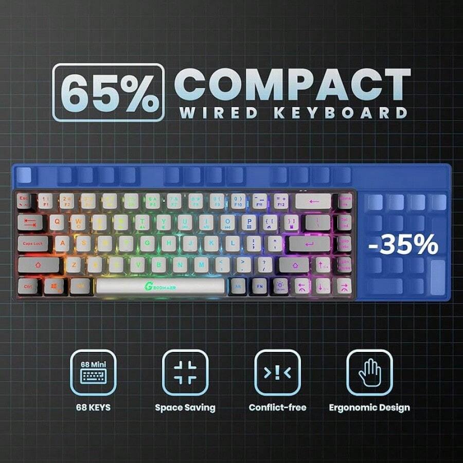 Gaming Keyboard, Wired Backlit Keyboard, Ultra-Compact Anti-Ghosting ...