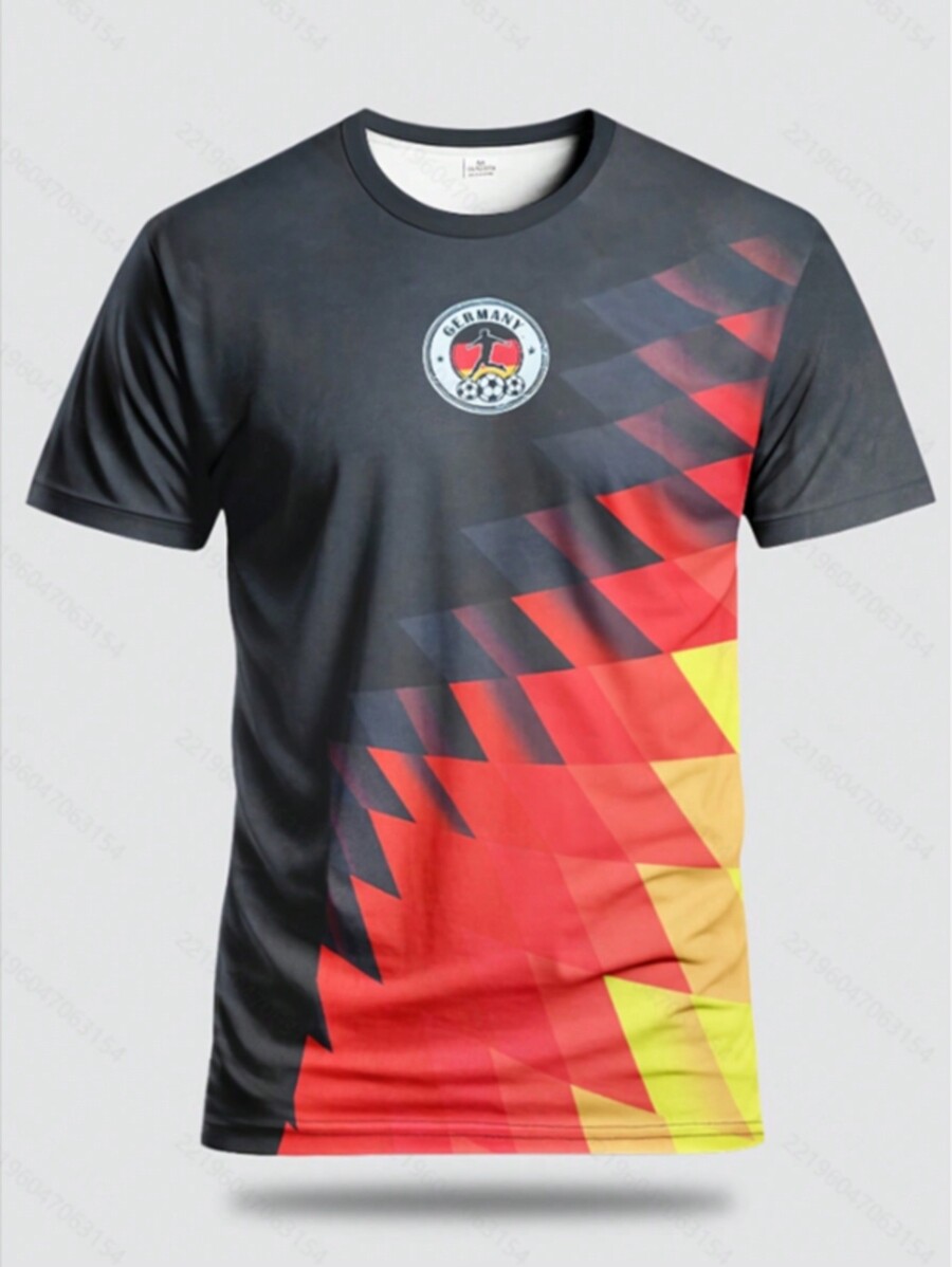 German Style Men & Teenage Boys' Soccer Jerseys, Round Neck Breathable ...