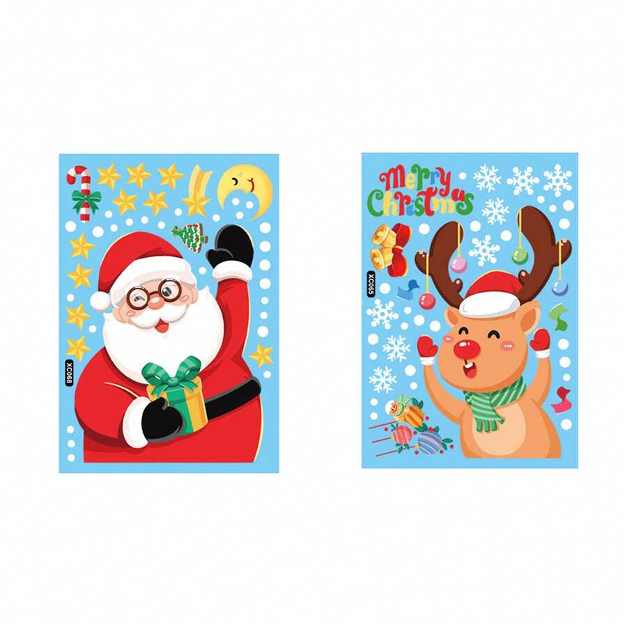 Christmas Window Clings Cute Santa Snowman Penguin Window Stickers ...