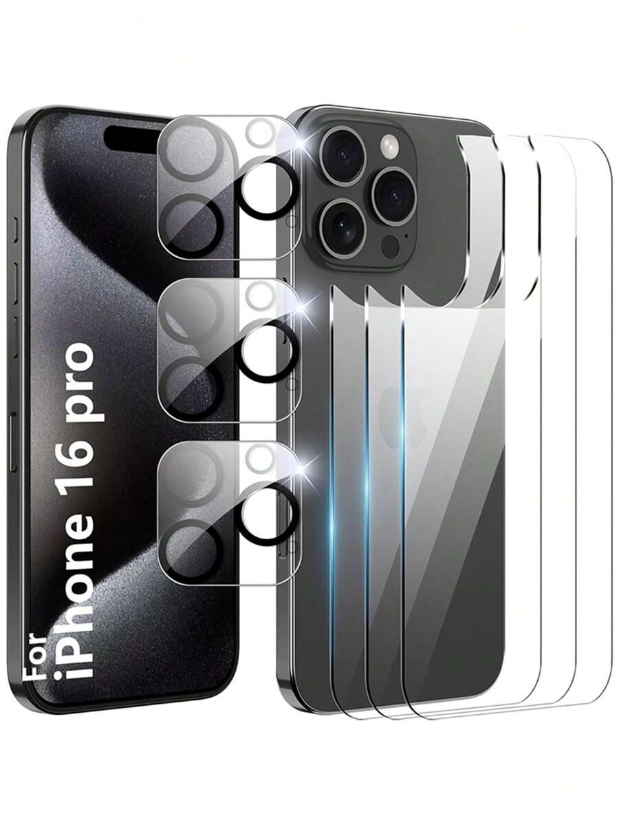 6in1 3pcs BackTempered Glass Protector +3pcs Camera Lens Protective ...