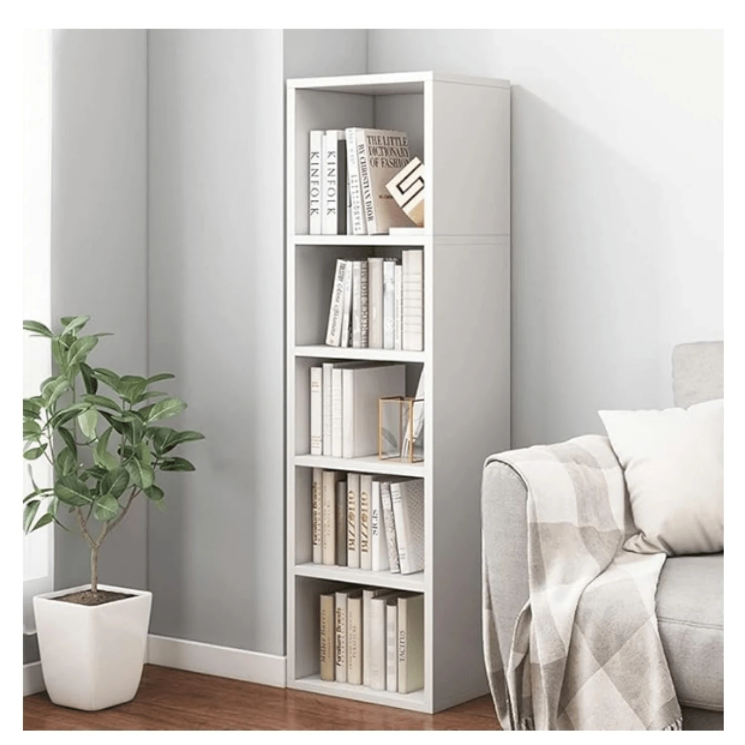 Small Narrow Corner Bookcase - 47 Inches Tall Gap Freestanding Storage ...