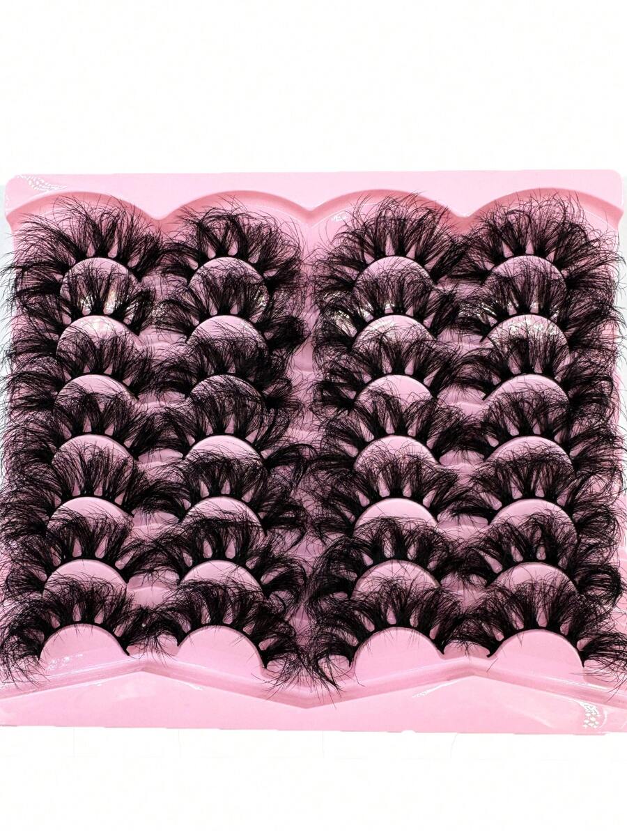 HBZGTLAD 14 Pairs Long Curly & Thick Natural 5D Cat Eye False Eyelashes ...