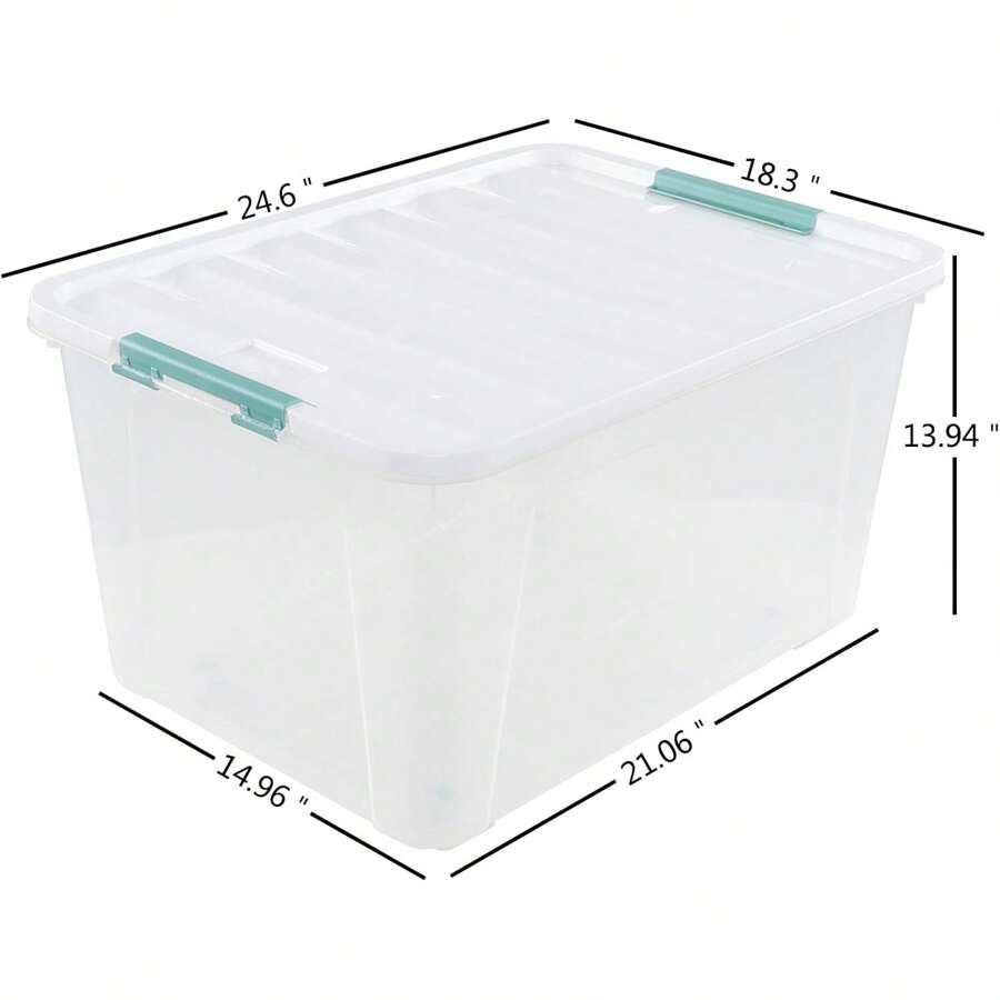 4 Pack Large Plastic Storage Bin With Lid, 85 Quart Latching Storage ...